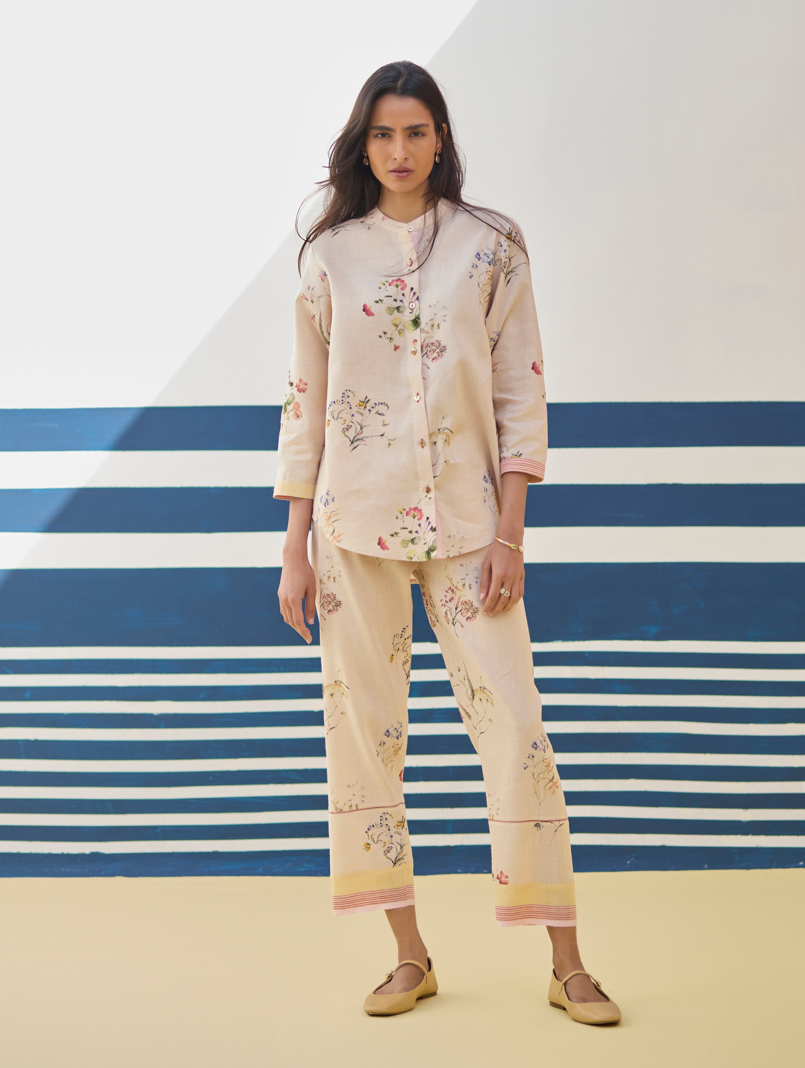 Vani Watercolour Floral Co-ord Set - Sand – Manan
