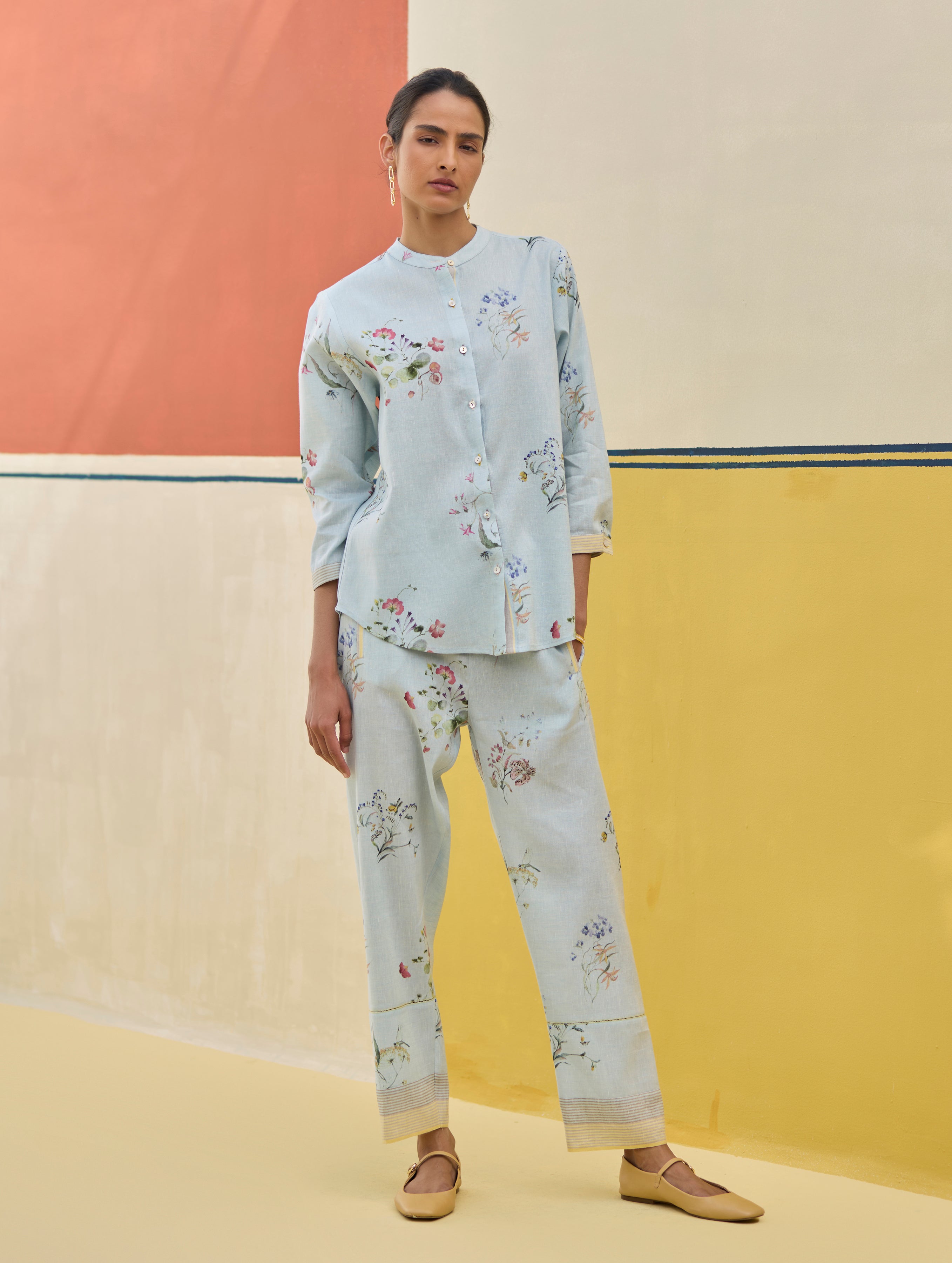 Vani Watercolour Floral Co-ord Set - Sky – Manan