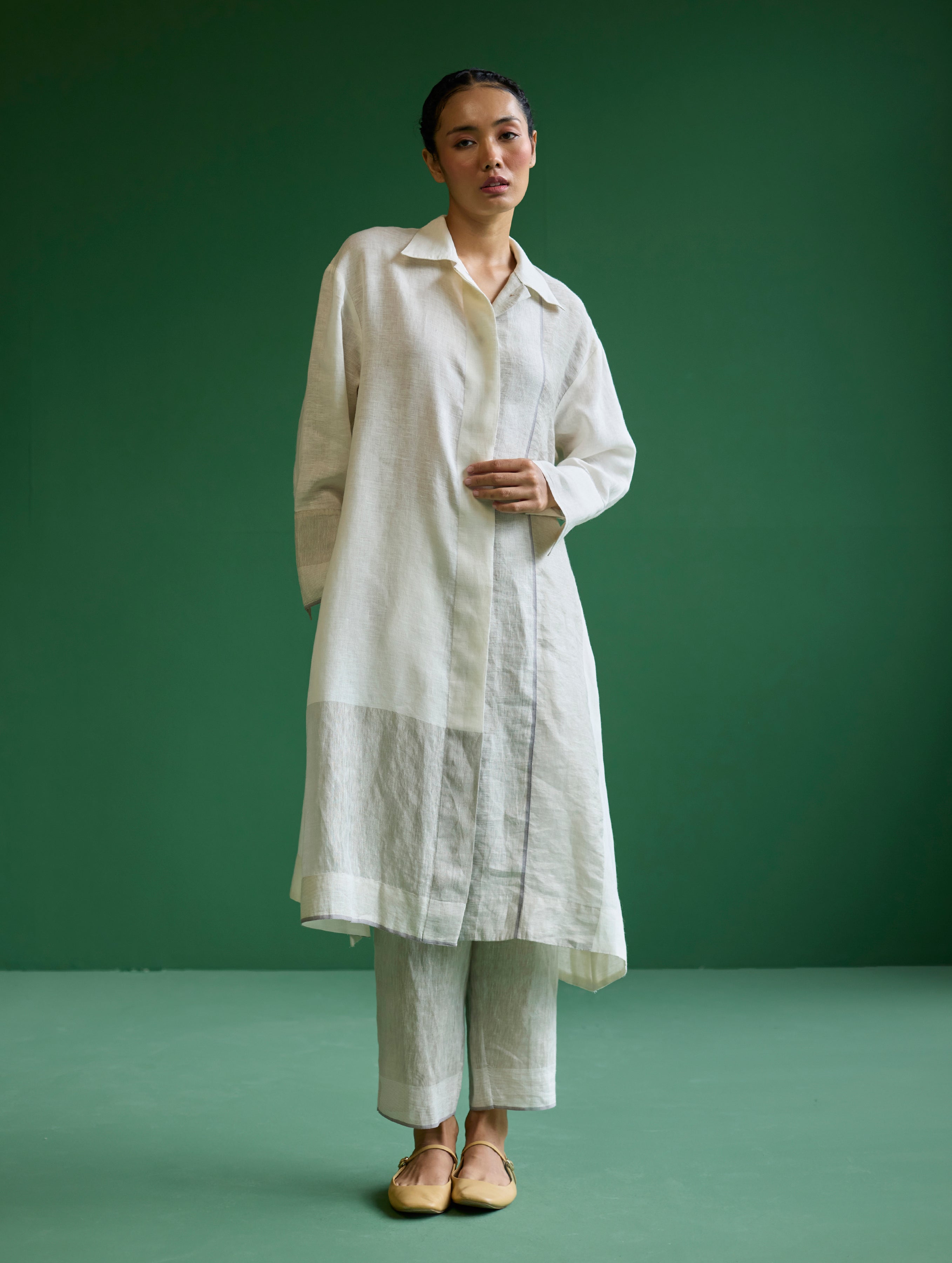 Ziza Metallic Linen Co-ord Set - Ivory – Manan
