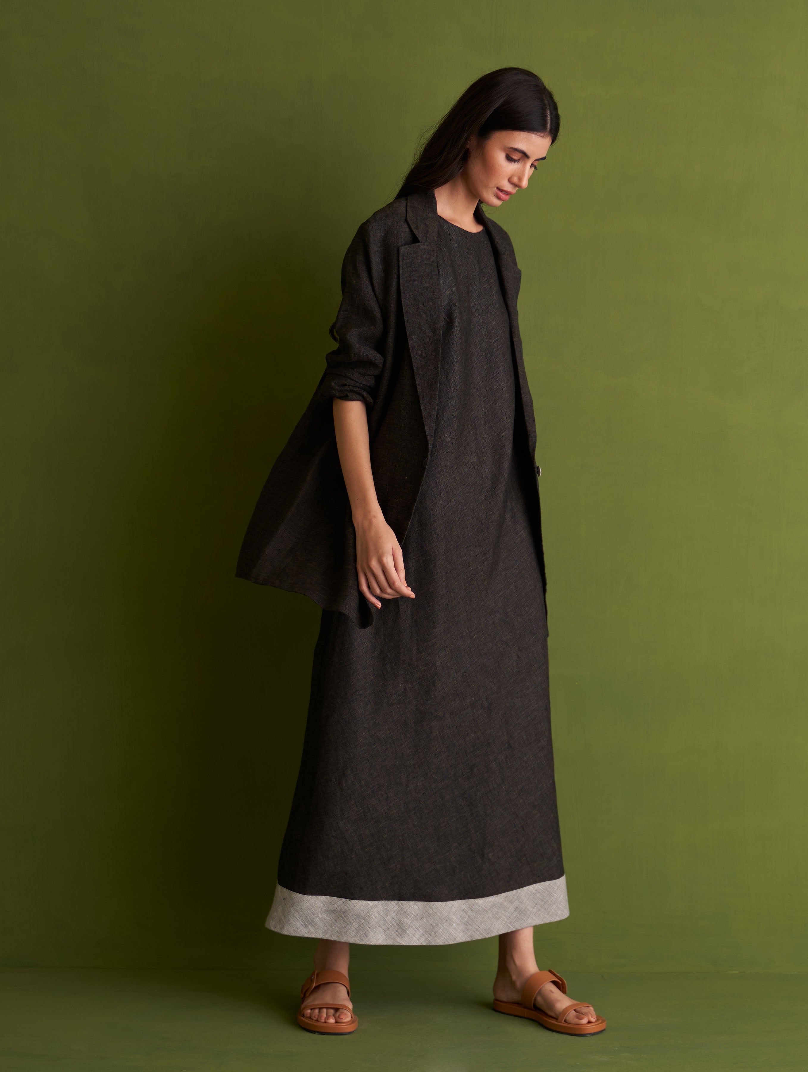 Niza Sleeveless Dress and Jacket - Charcoal – Manan