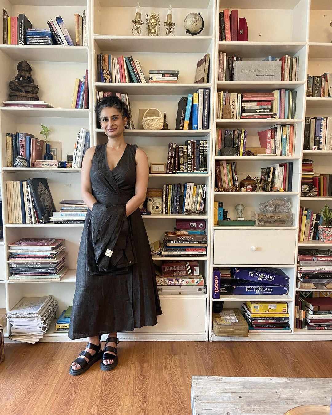 Maya Linen Wrap Dress - Charcoal – Manan