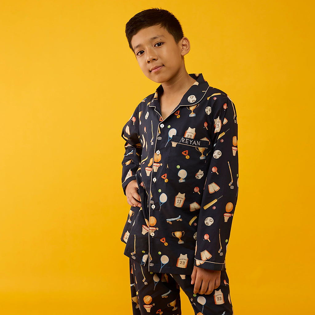 Game On Pima Pajama Set For Kids – Manan