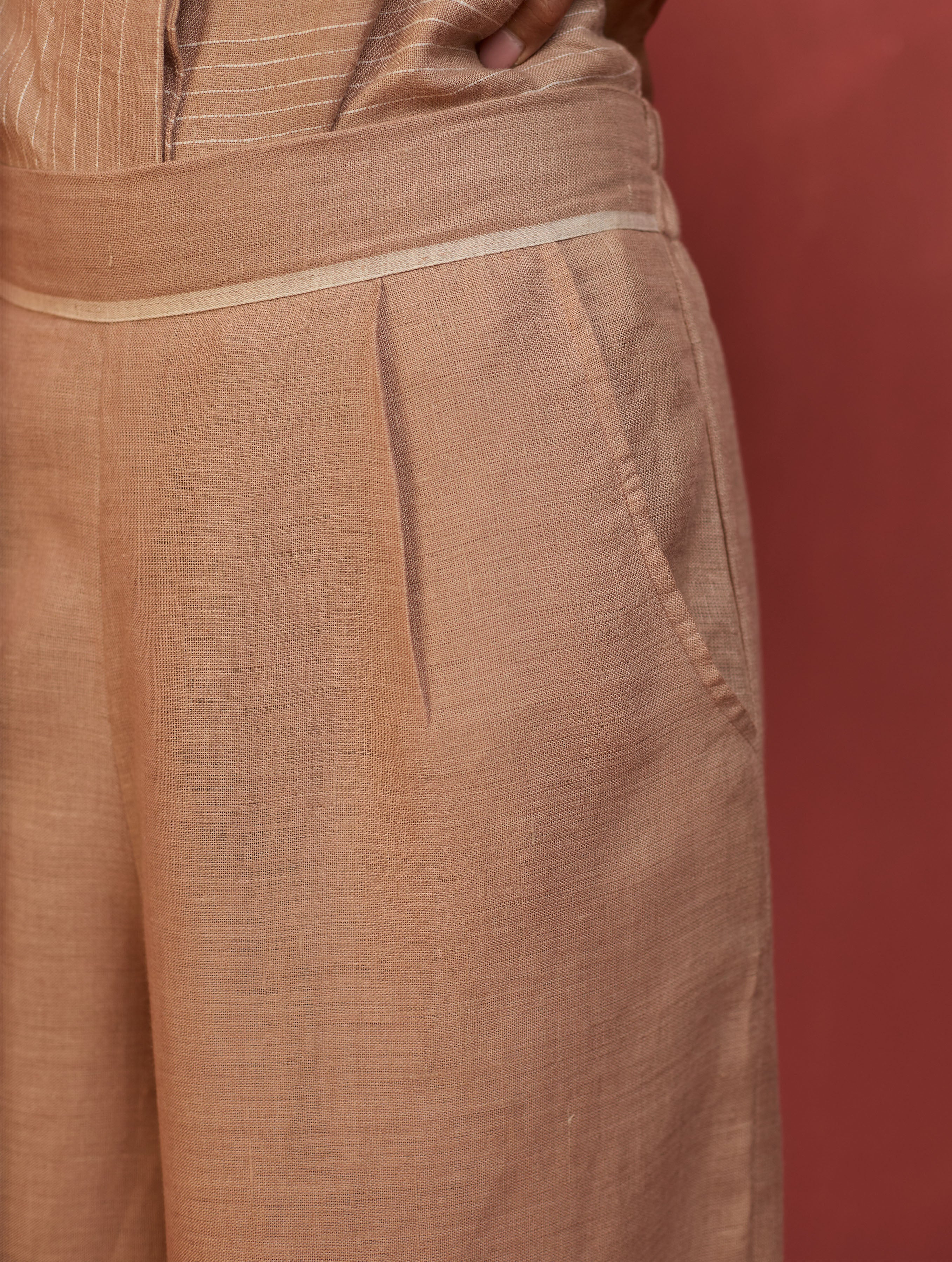 Emma Relaxed Fit Linen Pants - Dusty Rose – Manan