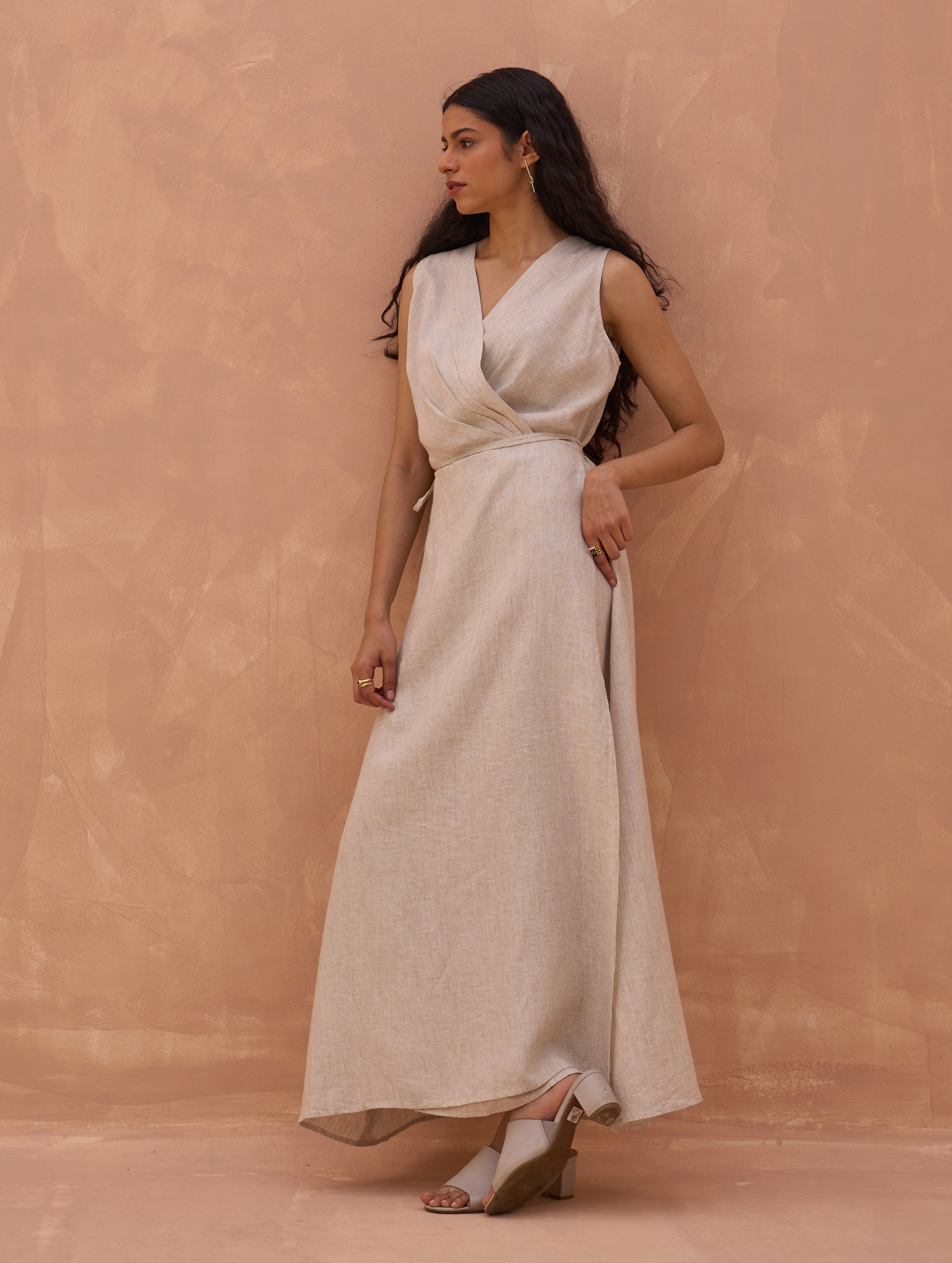 Maya Linen Dress with Jacket - Off White – Manan