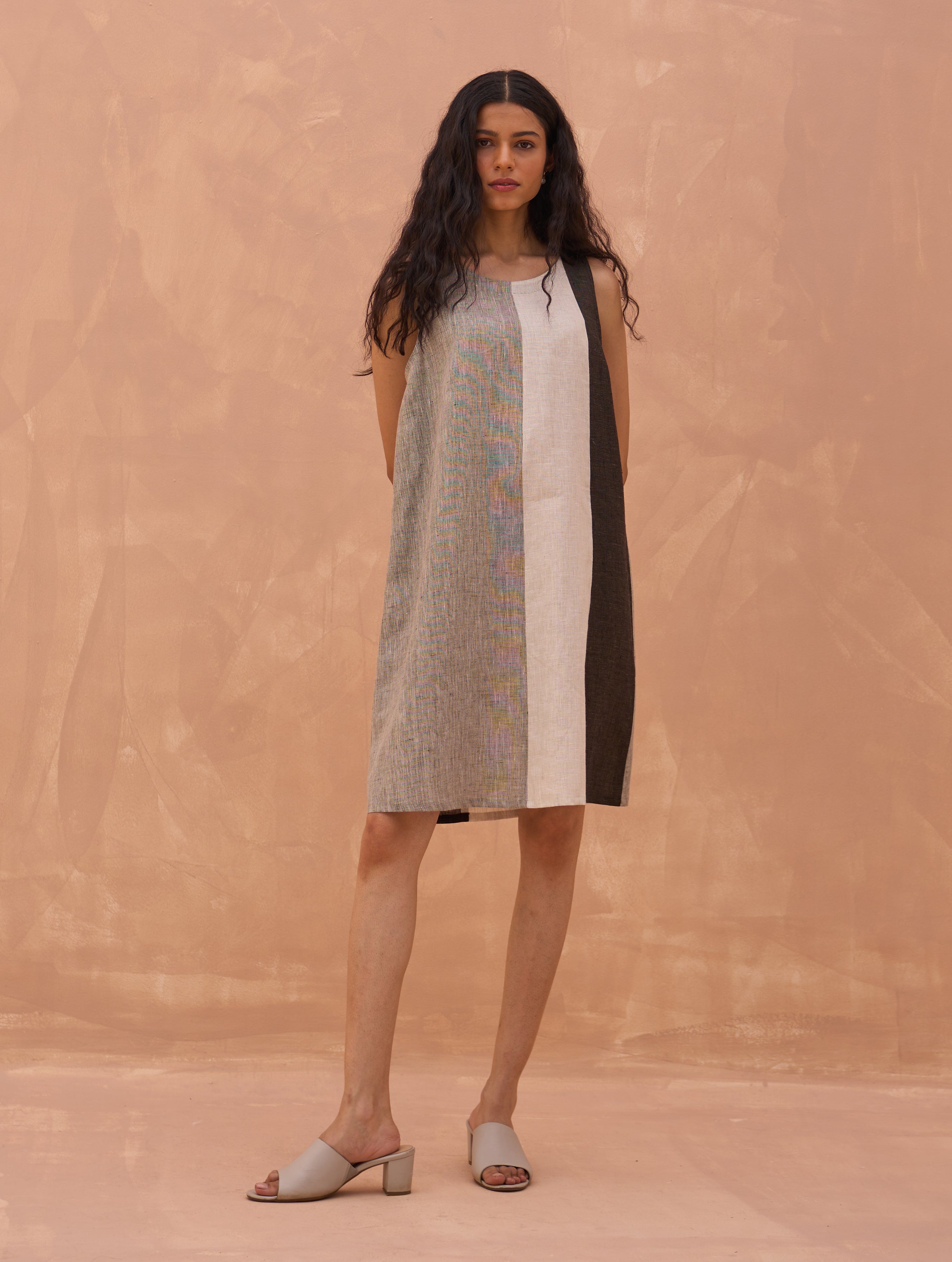 Shop Color Blocked Linen Dresses For Women | Manan